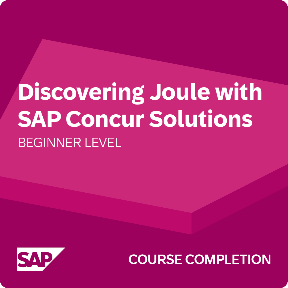 Badge Verification Discovering Joule with SAP Concur Solutions - Course ...