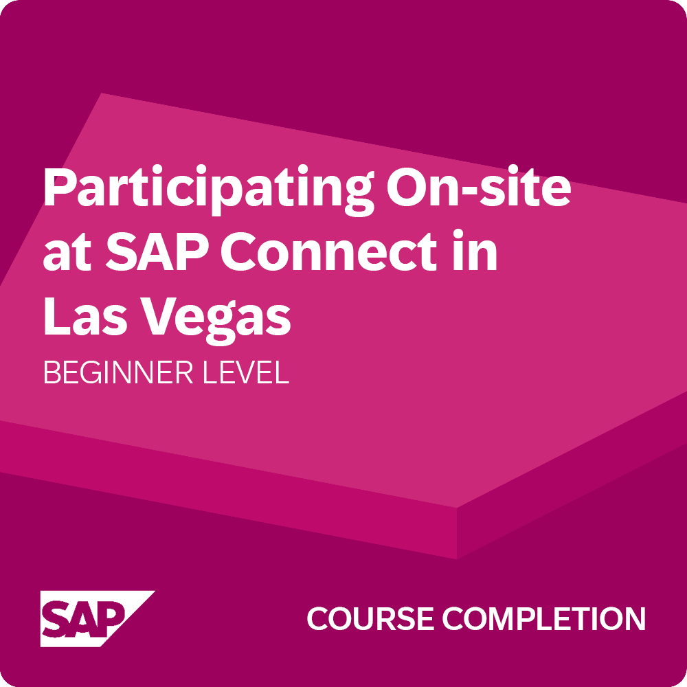 Badge Verification Participating On-site at SAP Connect in Las Vegas - Course Completion